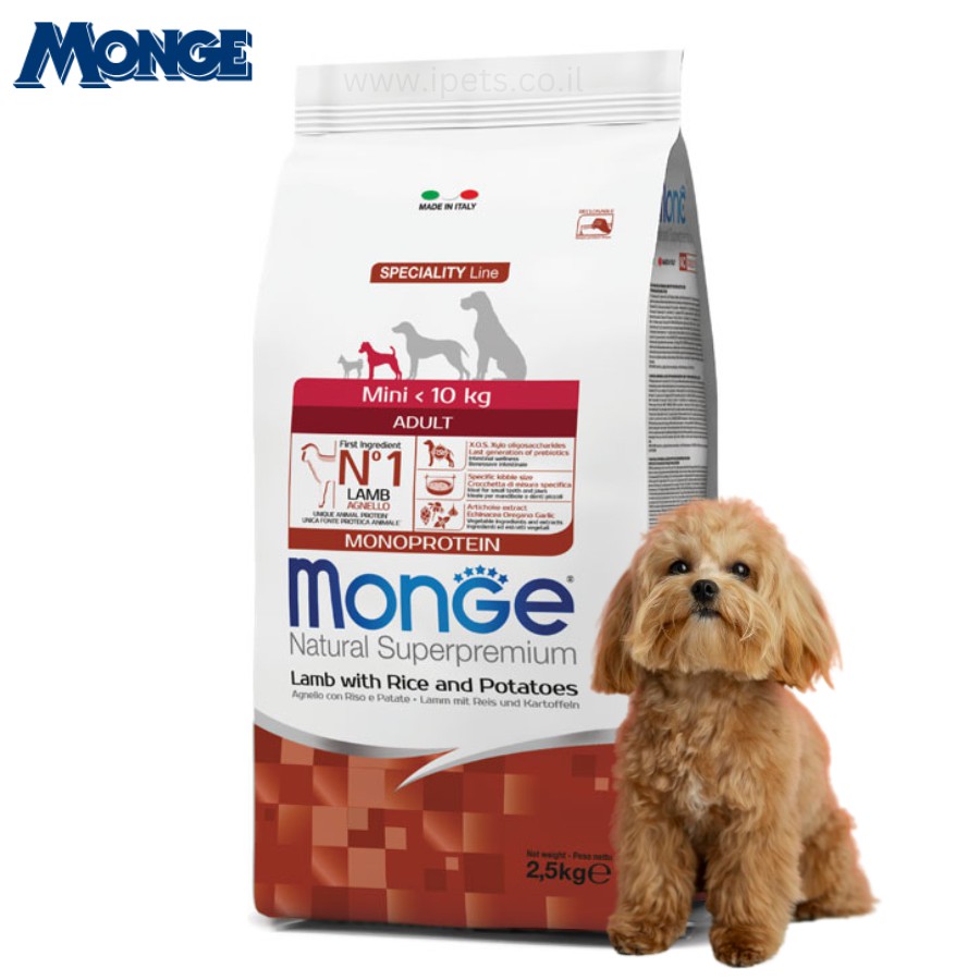 מונג' כבש ואורז לכלבים מגזע קטן וננסי, אריזת 7.5 ק"ג - iPets