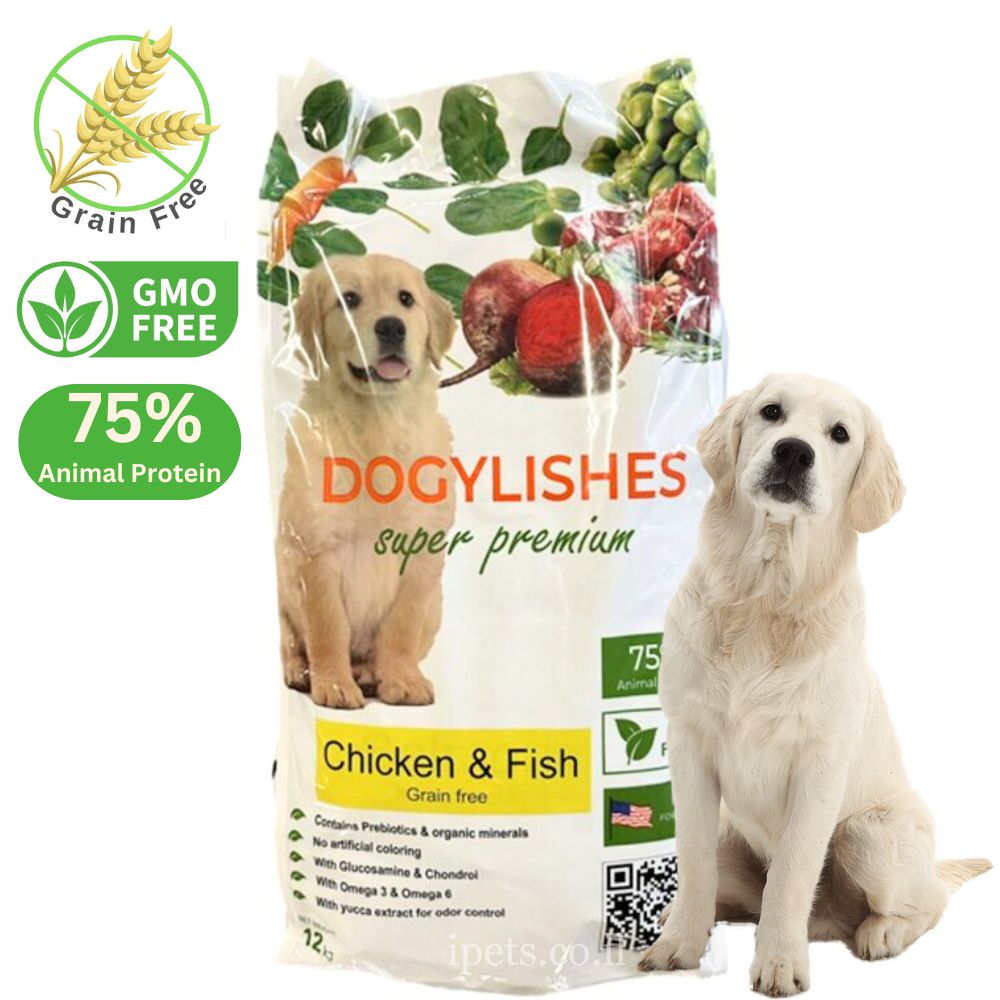 מזון ללא דגנים לכלבים מכל הגזעים עם בשר עוף ודגי ים | דוגילישס - iPets