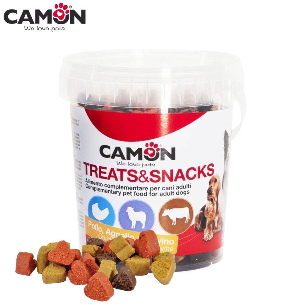 חטיף עוף ובקר לכלבים עם כופתיות בצורת לבבות, 500 גרם - iPets